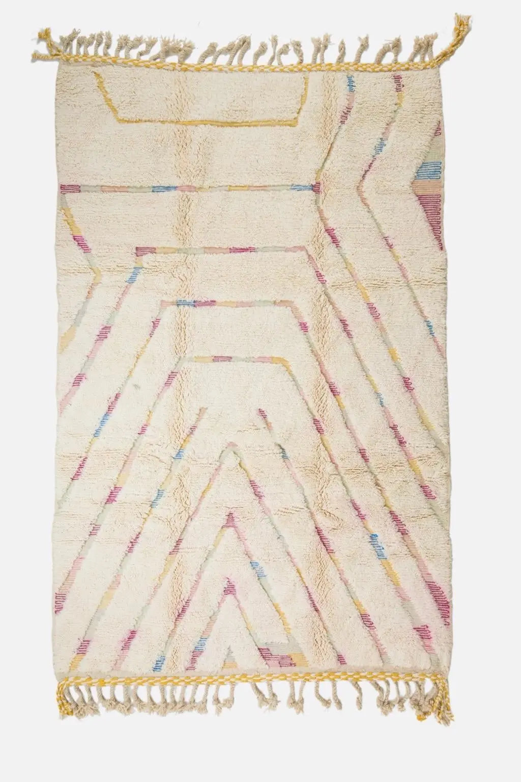 rug Berber Beni Ouarain White with Raised Patterns on Kilim Weave – Néda